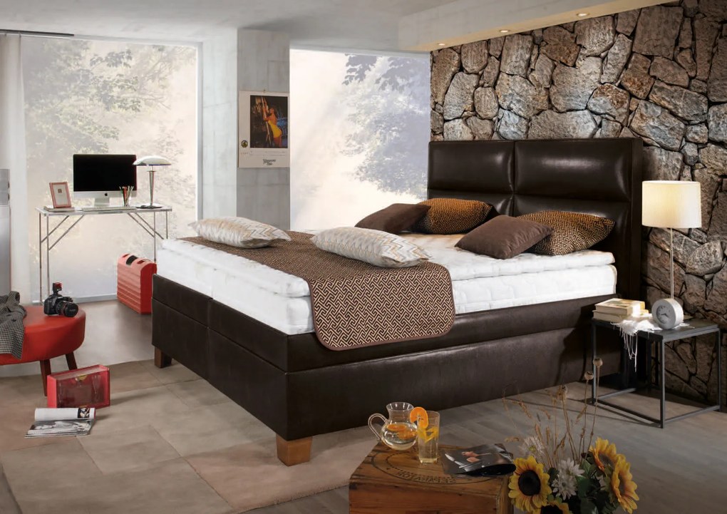 ND Luigi Boxspring 180x200cm tmavěhnědá ekokůže