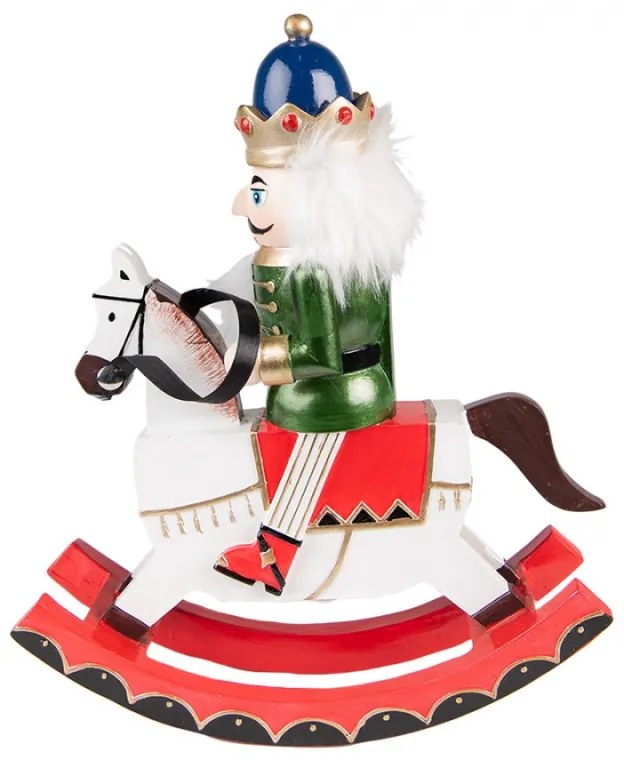 Vánoční dekorace socha Louskáček na houpacím koni – 24x7x29 cm