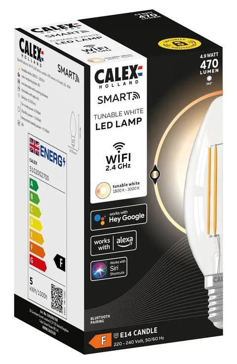 Calex Smart LED žárovka E14 B35 4,9W svíčka 1800K-3000K