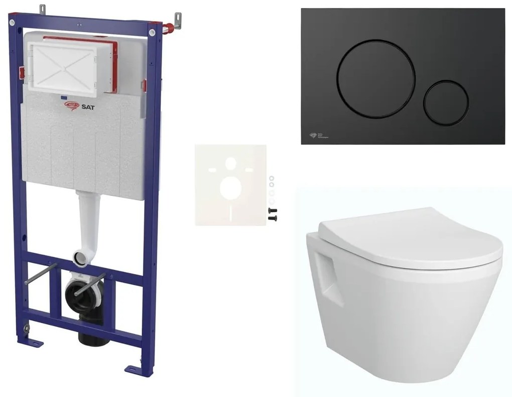 Cenově zvýhodněný závěsný WC set SAT do lehkých stěn / předstěnová montáž+ WC VitrA Integra SIKOSSINTRE68K
