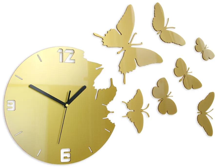 Mazur 3D nalepovací hodiny Butterfly zlaté