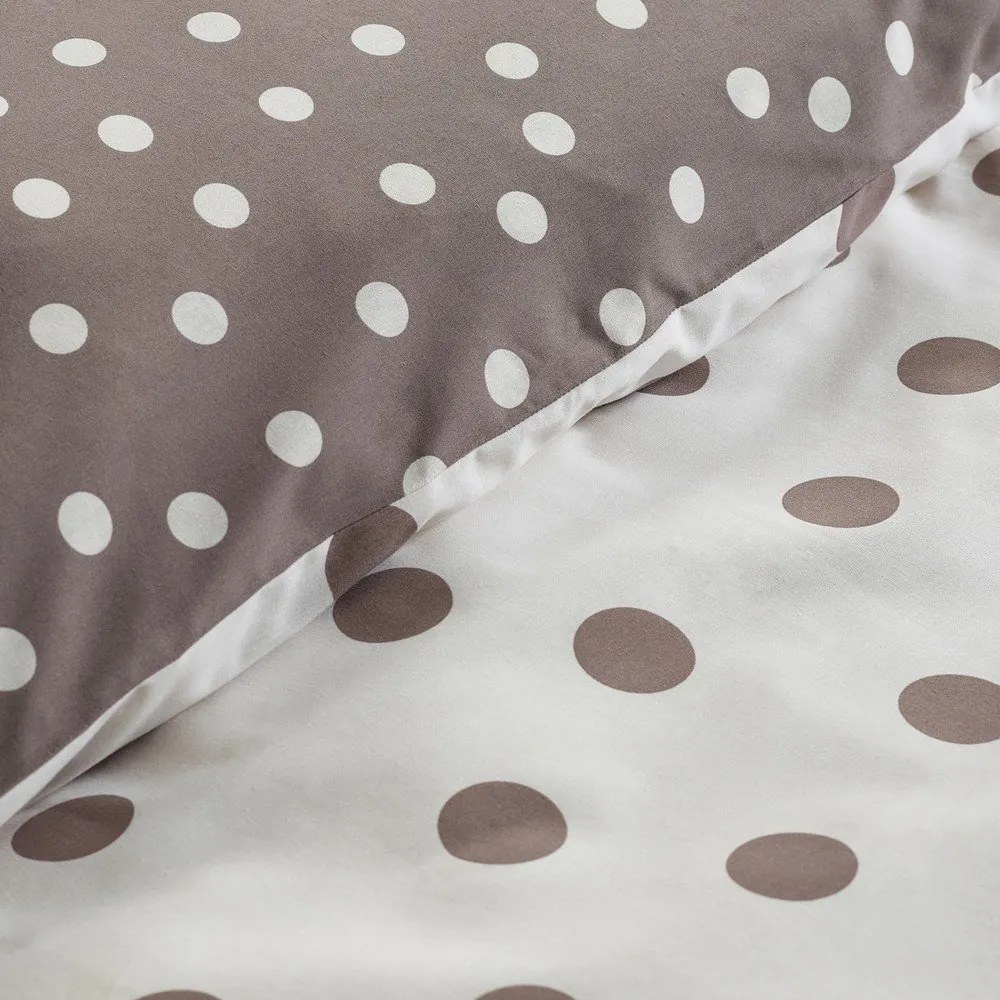 Bílé/tmavě hnědé povlečení na dvoulůžko 200x200 cm Polka Dot – Catherine Lansfield