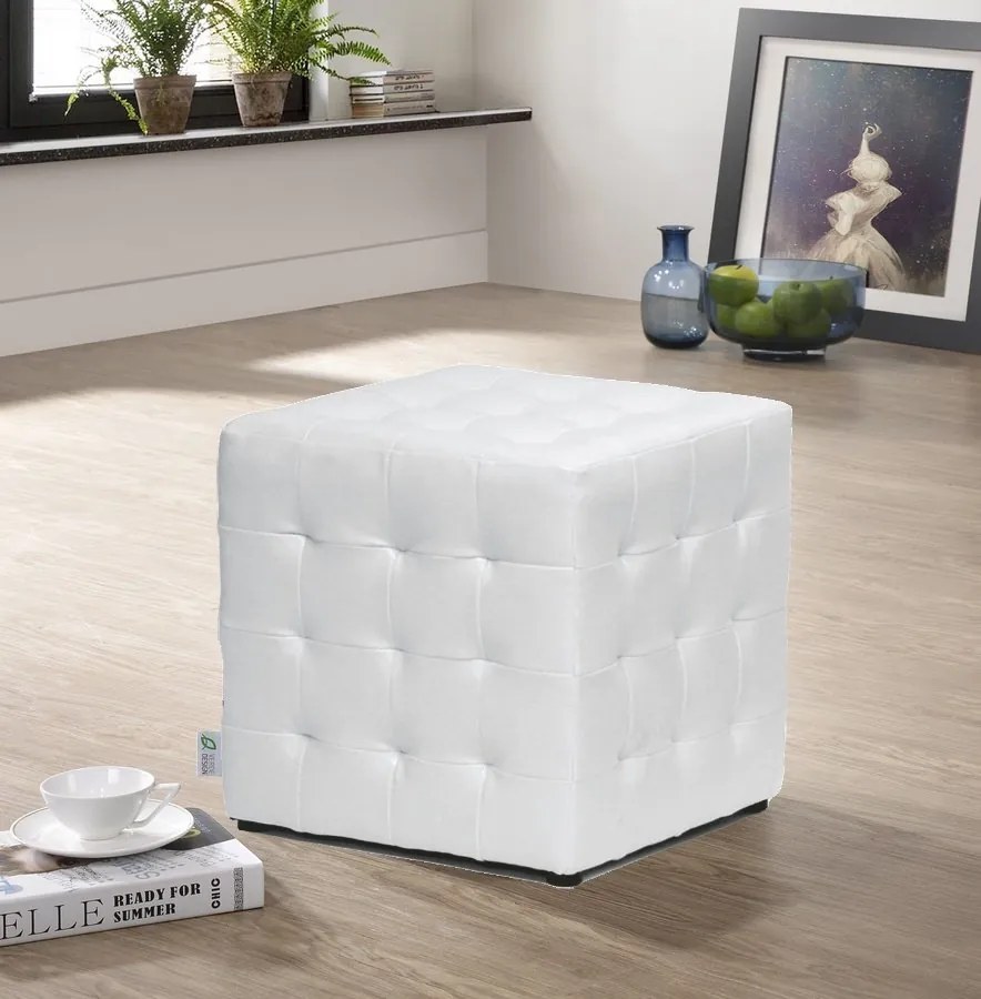 Casarredo *Taburet CUBIX bílá ekokůže