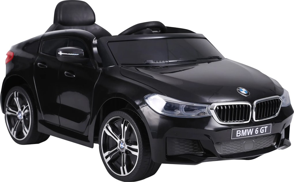 HOMCOM Elektrické auto BMW 6GT pro děti od 3 let, 6V bateriové vozidlo s dálkovým ovládáním, světly a zvuky, MP3 USB, nosnost 30 kg, 106x64x51 cm, čer
