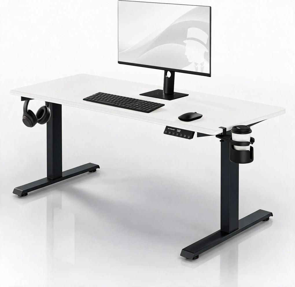 Elektrický stůl s nastavením výšky ergonomický antracitově-bílý, 1600x800 mm: ARIA