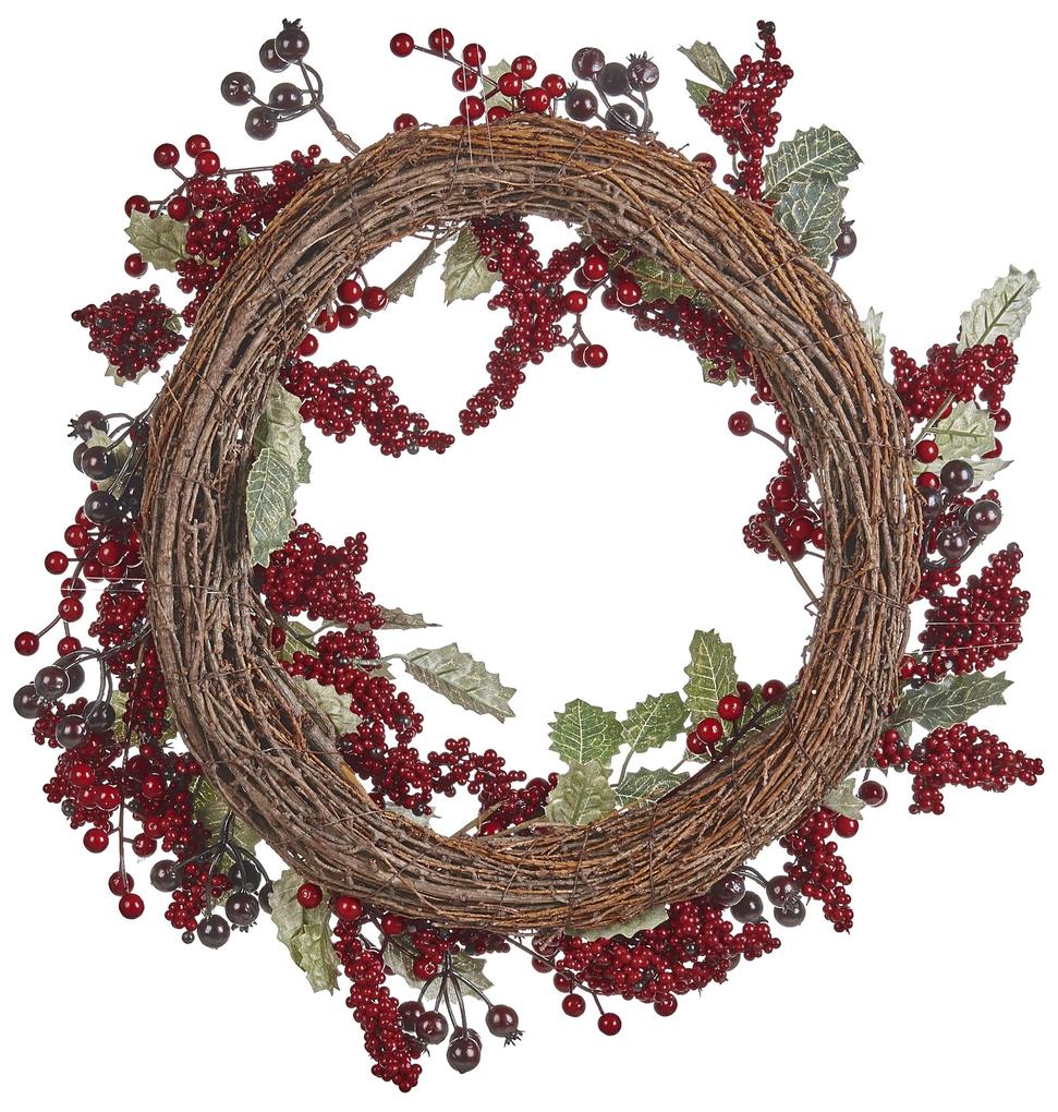 Vánoční věnec ⌀ 40 cm červený PUROL Beliani