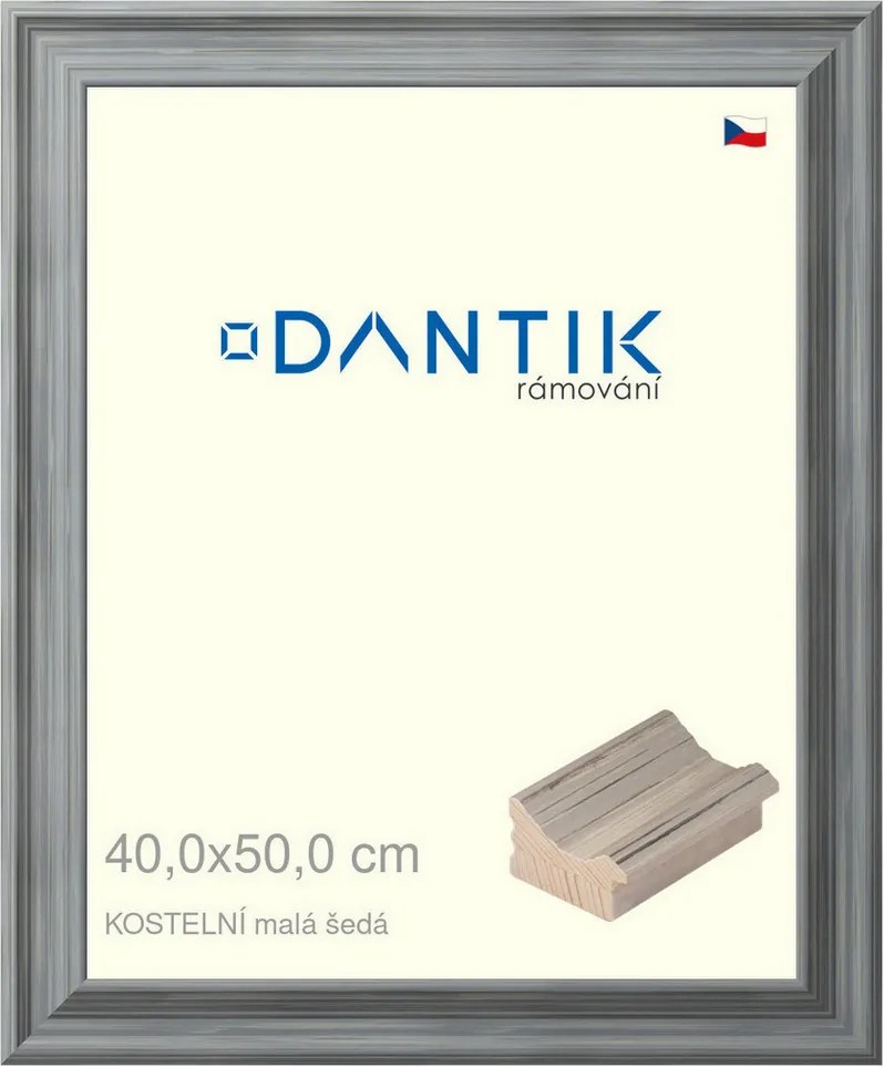 DANTIK rámeček 40x50 | KOSTELNÍ malá šedá (Plexi Čiré)