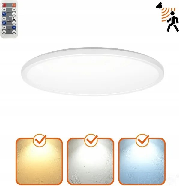 Led Stropní Svítidlo Nivera Circle 24W 3CCT LX se senzorem IP54 bílé Kulatý Kobi
