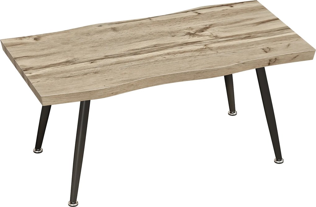 HOMCOM konferenční stolek — moderní dekorační stolek s ocelovými nohami a deskou 4 cm pro obývací pokoj/kancelář/ložnici, 100 × 50 × 45 cm, dub/černá