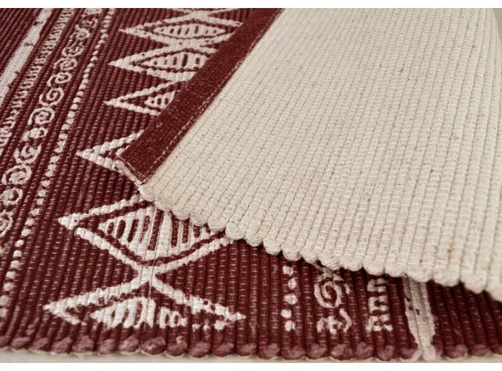 Červeno-bílý bavlněný koberec Webtappeti Ethnic, 55 x 110 cm