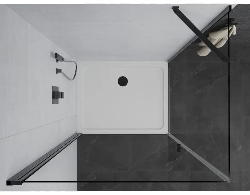 Mexen Pretoria sprchový kout s otočnými dveřmi 80 x 70 cm, průhledné, Černá + vanička do sprchového kouta Flat - 852-080-070-70-