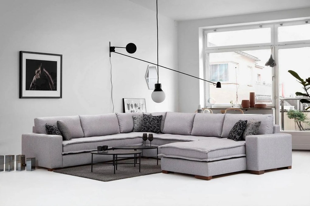 Designová rohová sedačka Wilano 350 cm světle šedá