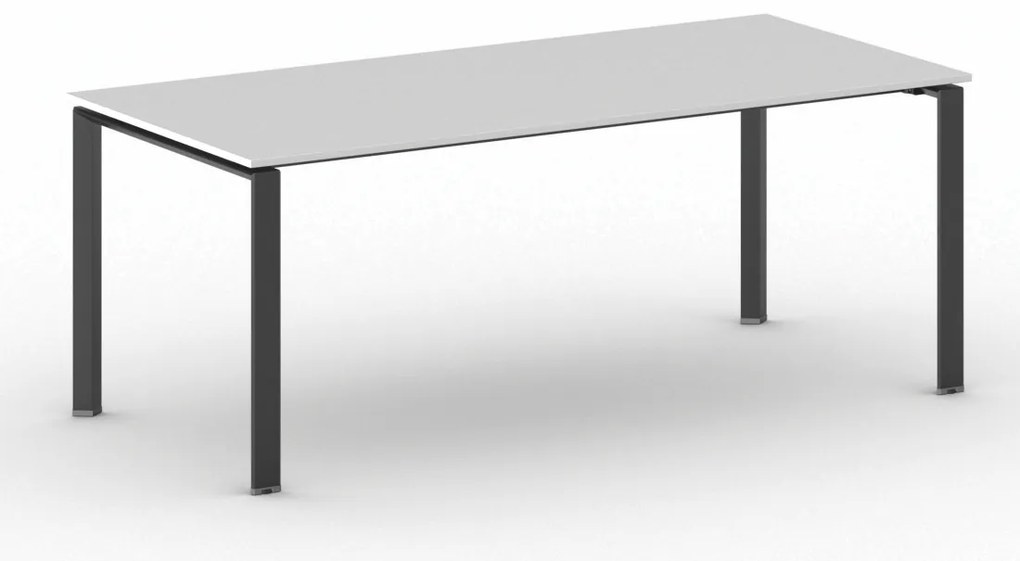Jednací kancelářský stůl PRIMO INFINITY, 200x90 cm, černá podnož, bílá