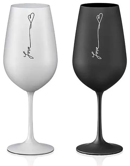 Crystalex Sklenice Love Black and White 550 ml, 2 ks