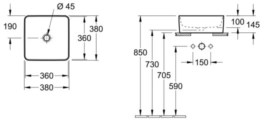Villeroy & Boch 4A213801 - Umyvadlo na desku COLLARO 38x38 cm keramika/bílá