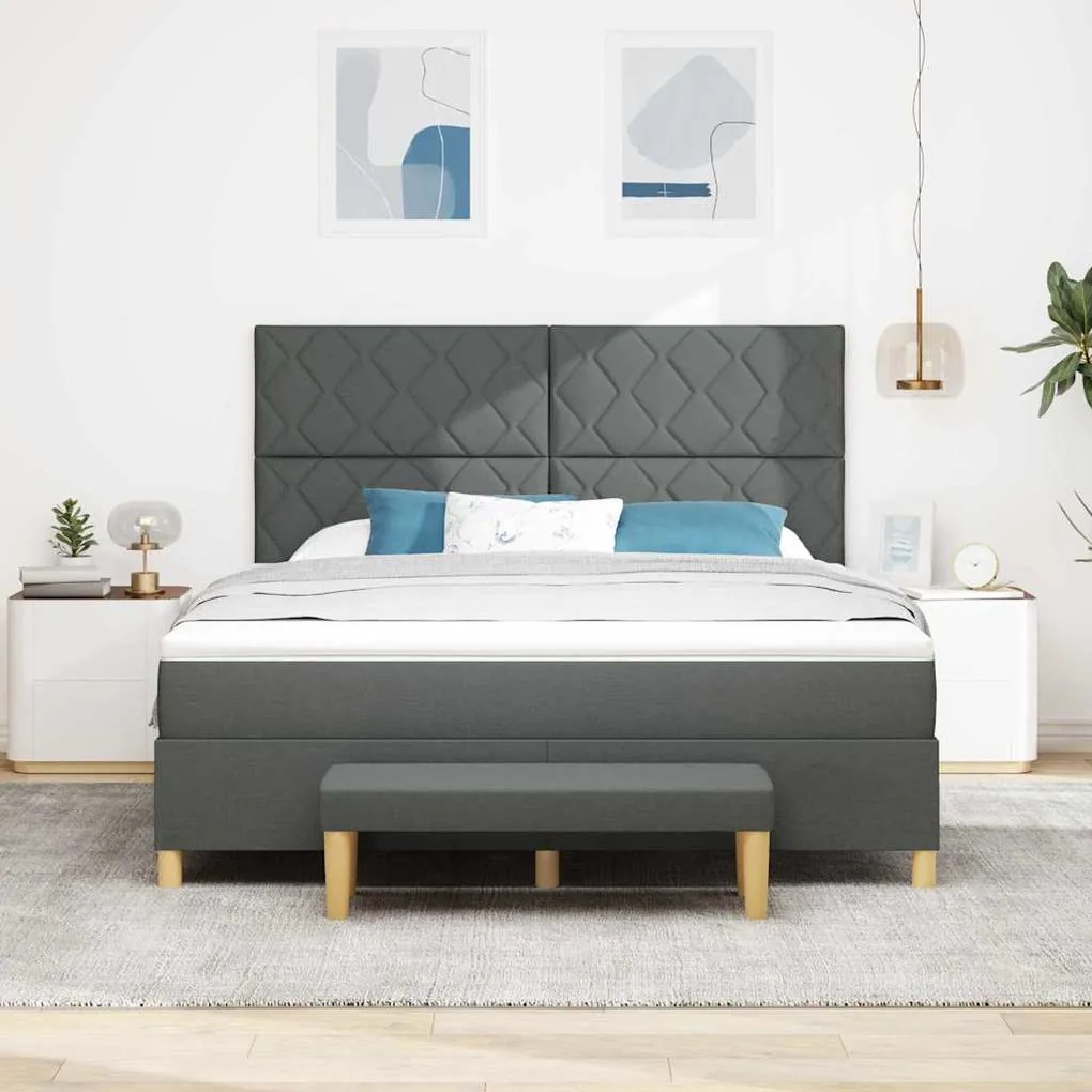 Postel s boxspringem s polštářem Tmavě šedá 200 x 180 cm textil 3344395
