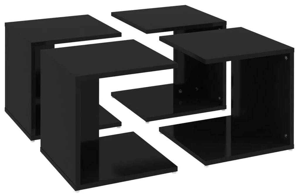 Konferenční stolky 4 ks černé lesklé 33x33x33 cm dřevotříska - Default Title