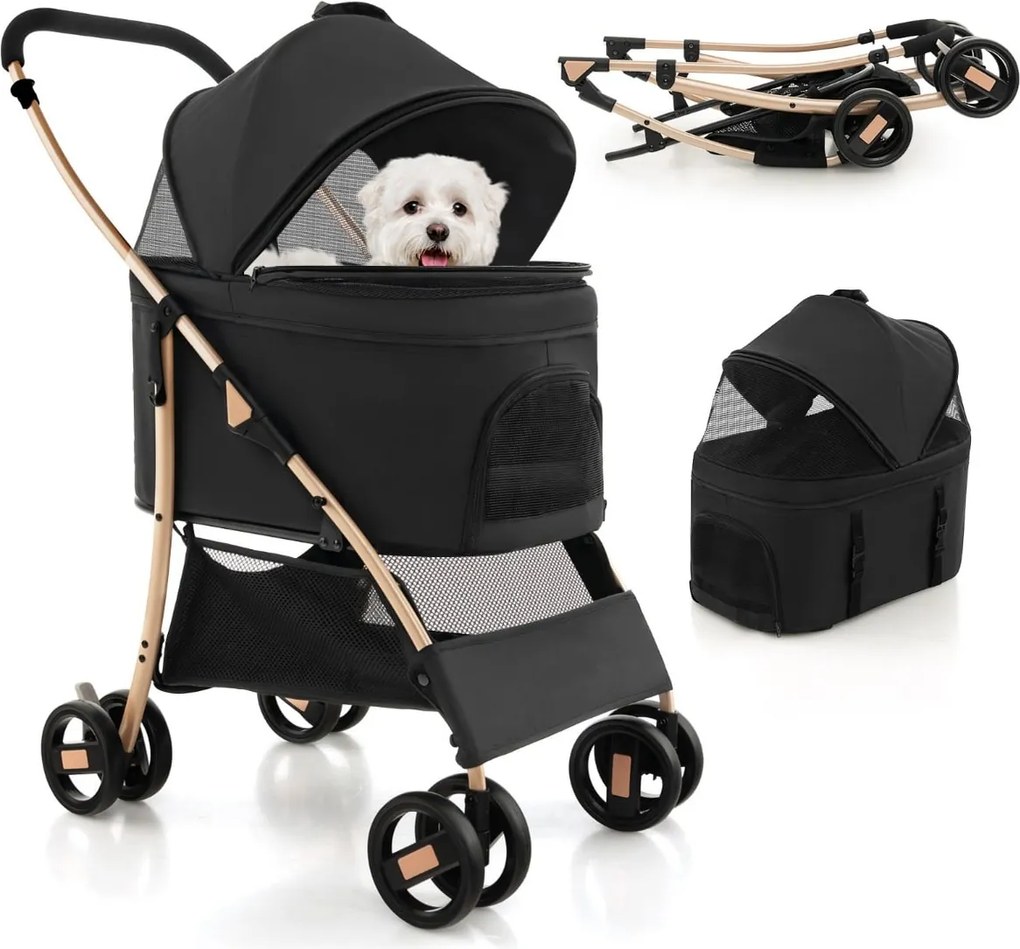Costway 3 v 1 Psí kočárek psí buggy skládací až 15 kg Vozík pro domácí mazlíčky
