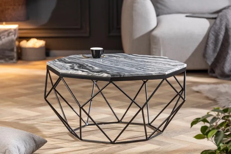 Noble Home Šedý mramorový konferenční stolek Diamond 70 cm