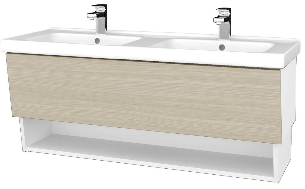 Dřevojas Koupelnová skříň INVENCE SZZO 125 (dvojumyvadlo Harmonia) Varianta: L01 Bílá vysoký lesk / D01 Beton