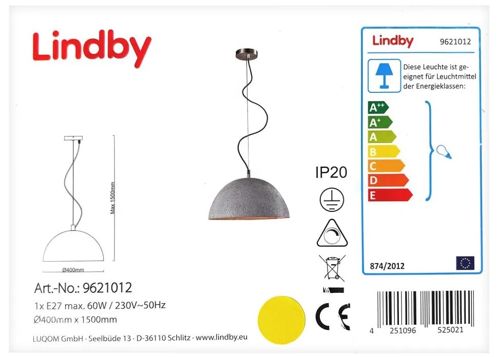 Lindby Lindby - LED RGBW Stmívatelný lustr na lanku CAROLLE 1xE27/10W/230V Wi-Fi Tuya LW0894