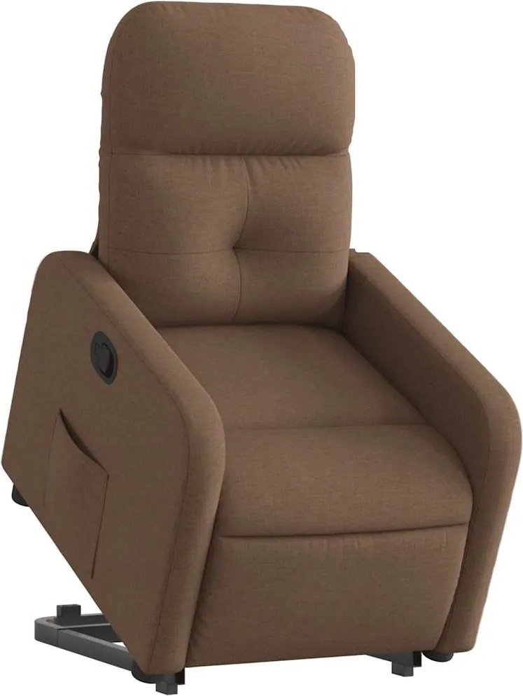 Zvedací polohovací křeslo hnědé textil 3206799