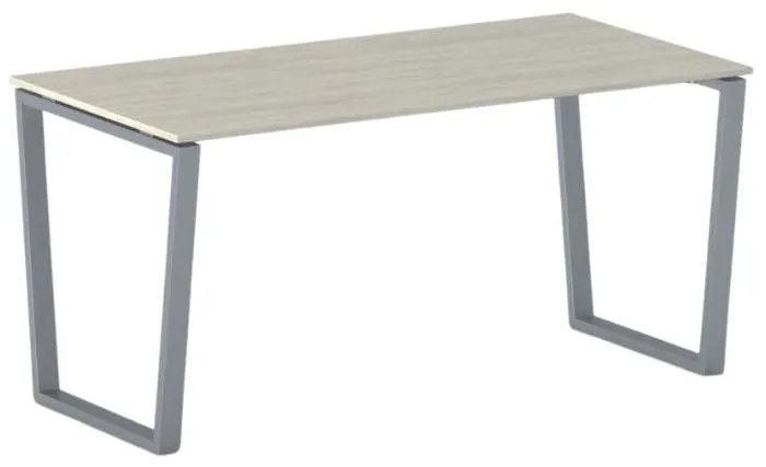 Kancelářský stůl PRIMO IMPRESS, šedostříbrná podnož, 1600 x 800 mm, dub přírodní