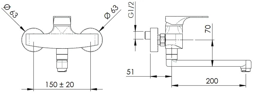 HOPA Umyvadlová/dřezová nástěnná baterie FONTI 4114 - černá matná BAREL4114