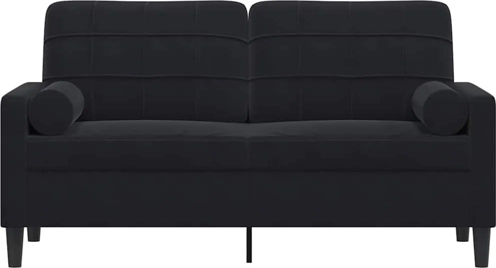 2místná pohovka s polštáři černá 140 cm samet 3278224