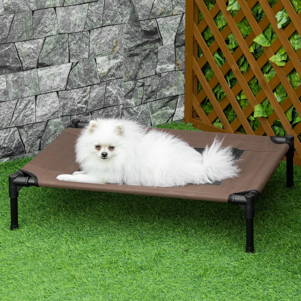 PawHut venkovní pelíšek pro psy Robustní pelíšek pro psy 76x61x18cm z materiálu 600D Oxford v hnědé barvě pro psy a kočky