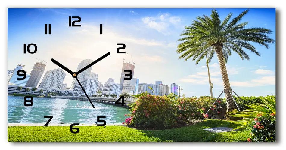 Wallmuralia Moderní skleněné hodiny na stěnu Miami USA 60x30 cm