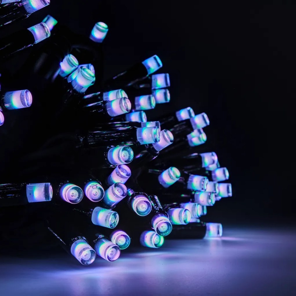 Easy Fix RGB LED světelný řetěz, 20 m, venkovní, 200 diod, černý kabel, IP67
