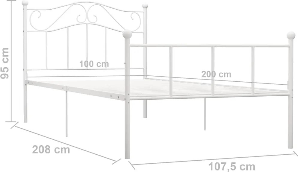 Rám postele bílý kov 100 x 200 cm 284517