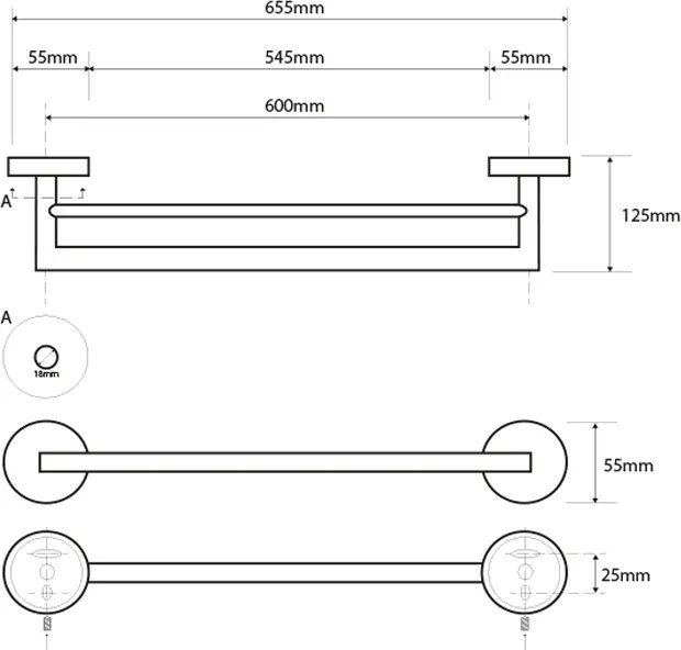 Sapho Sapho, X-STEEL držák na ručníky dvojitý 655mm, broušená nerez, XS403