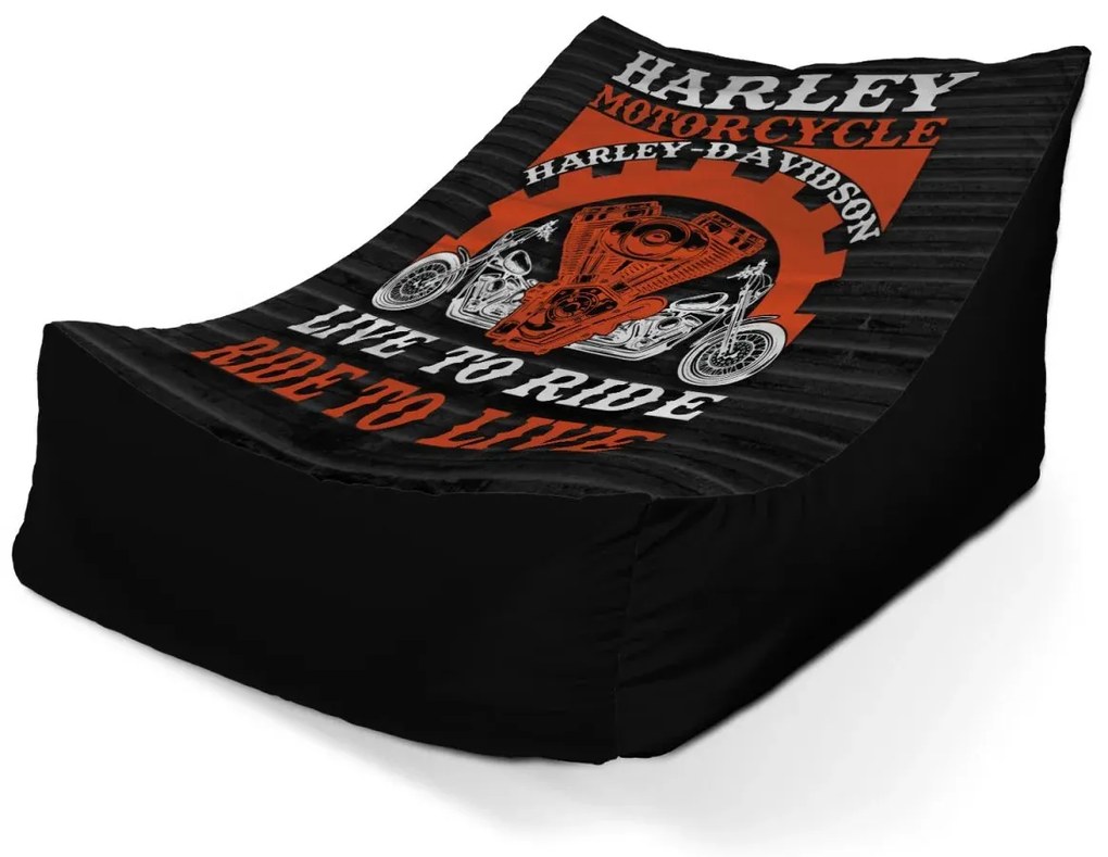 Sablio Sedací vak Lounge Harley-Davidson Live to ride, ride to live - 80 x 95 x 50 cm