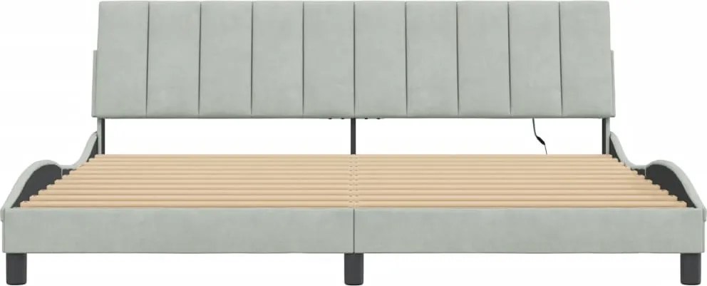 Rám postele s LED osvětlením bez matrace Hanko světle šedý 200 x 200 cm samet 3213799