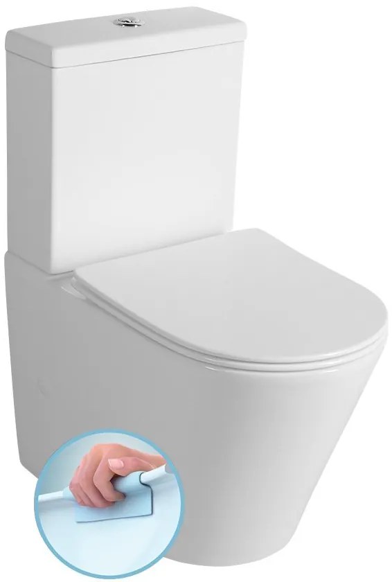 Sapho, PACO RIMLESS WC kombi mísa s nádržkou včetně splachovací soupravy, spodní/zadní, PC1012WR