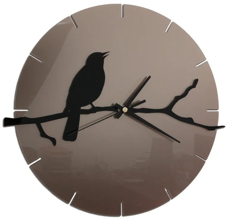Moderní nástěnné hodiny CLOCK-BIRD TORTORA HMCNH016-tortora