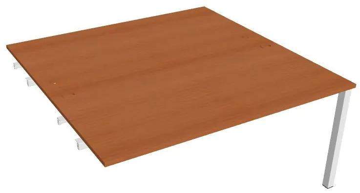 Dvojstůl pracovní řetězící rovný 160×160 cm - Hobis Uni USD 1600 R Dekor stolové desky: třešeň, Barva nohou: bílá