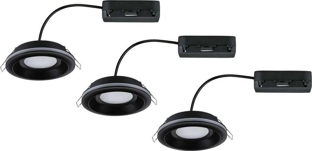P 92252 LED vestavné svítidlo Sormus 3ks sada IP65 kruhové 100mm 3x4,8W / 1,5W / 230V 3000K černá - PAULMANN