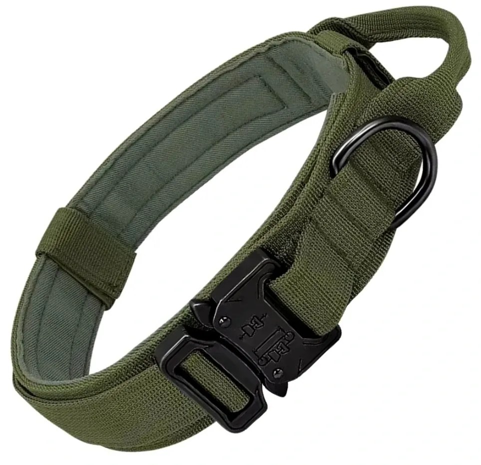 Camerazar Taktický obojek pro psy XL, nylon, 50-62 cm x 3,8 cm, s rychloupínací přezkou a ovládací rukojetí