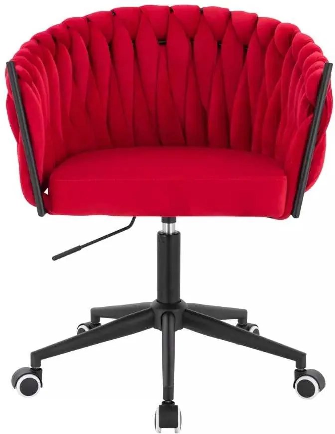 LuxuryForm DESIGN Otočná židle NORDEN VELUR na černé podstavě s kolečky - červená
