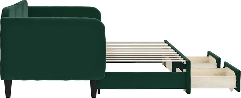 Válenda s přistýlkou a zásuvkami tmavě zelená 80 x 200 cm samet 3197106
