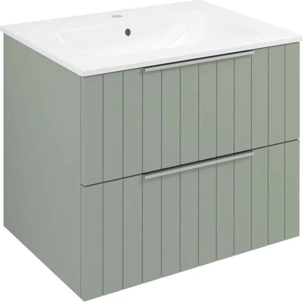 Sapho Cirasa - Umyvadlová skříňka Strip 59x52x46 cm, 2x zásuvka, verde CR611-4444S