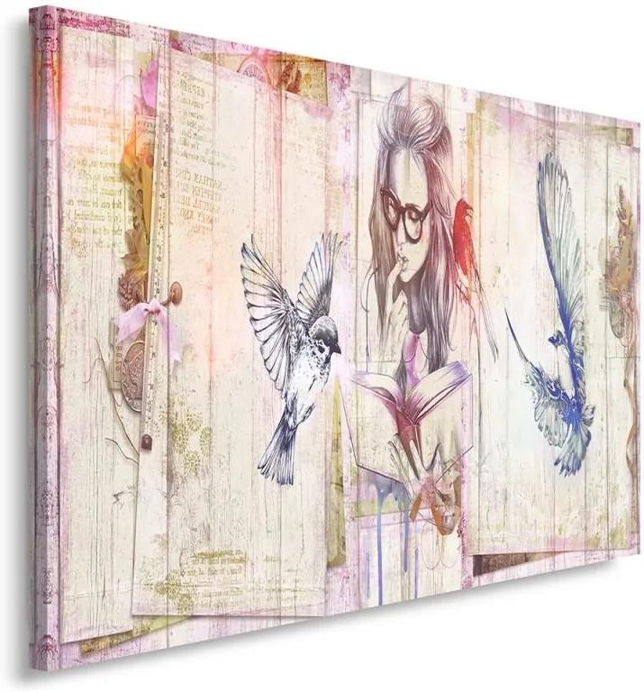 CARO Obraz na plátně - Girl With A Book 40x30 cm