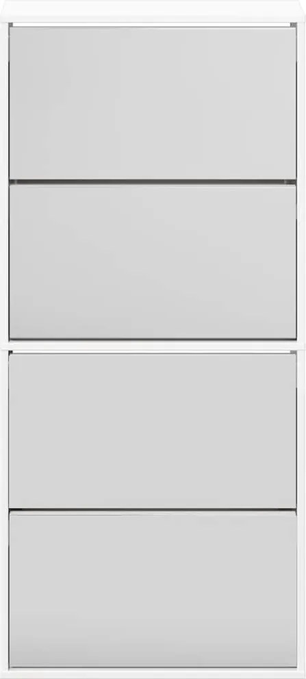 Botník se zrcadlem 4patrový bílý s vysokým leskem 63x17x134 cm 3228276
