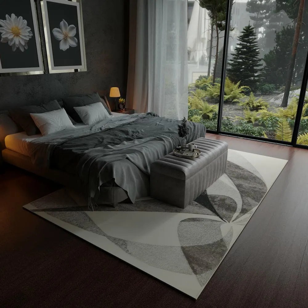 JUTEX Kusový koberec JASPER 21839 695 krémová šedá BARVA: Krémová, ROZMĚR: 80x150 cm