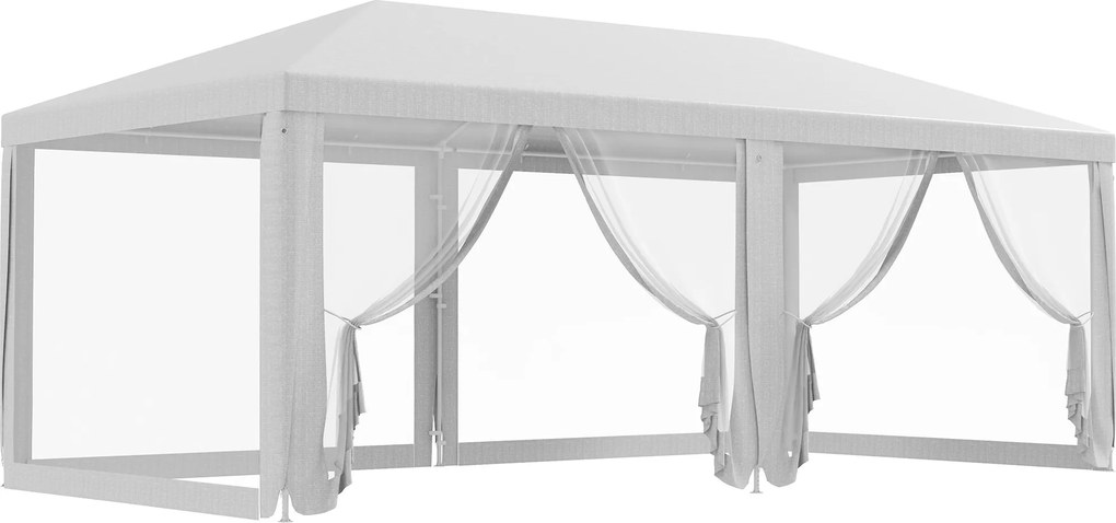 Outsunny Zahradní Recepční Stan Gazebo s 6 odnímatelnými bočními panely, rozměr 6L x 3W m, na párty, akce, bílý | Aosom