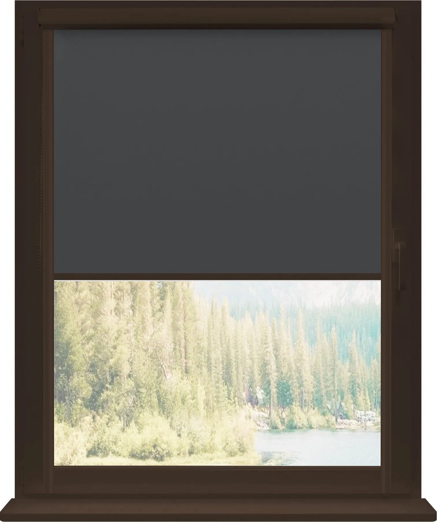 Dekodum Termoizolační roleta v hnědé kazetě, barva látky Graphite Silver Šířka (cm): 55, Výška (cm): Balkonová (do 200 cm), Strana mechanismu: Levá