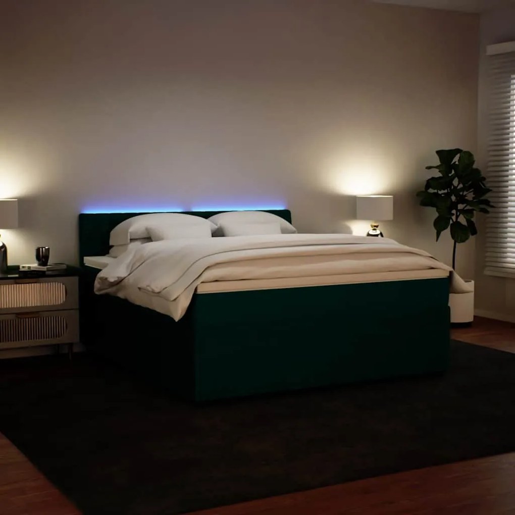 Box spring postel s matrací tmavě zelená 180x200 cm samet 3290115
